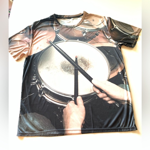 Shirts | Festival Wear Drum Tee Shirt Stretchy Polyester Picture On ...